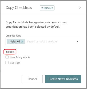 Copying checklists
